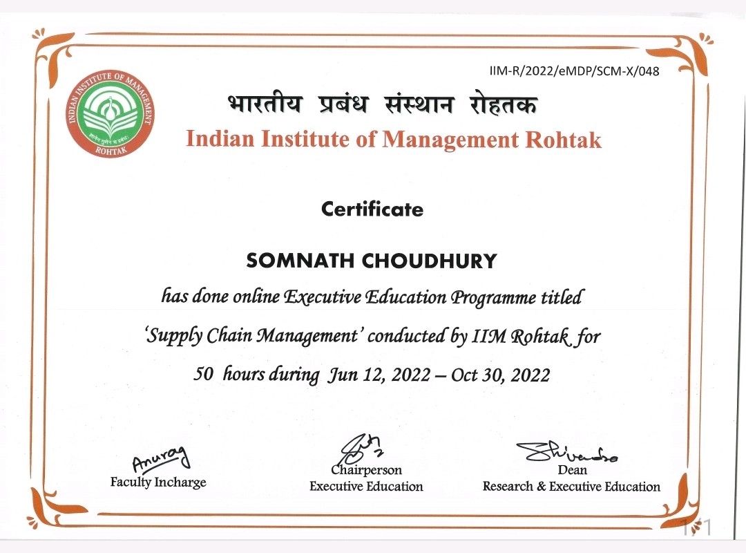 Somnath Choudhary on LinkedIn: #executive #iimrohtak #scm Somnath Choudhary on LinkedIn: #executive #iimrohtak #scm