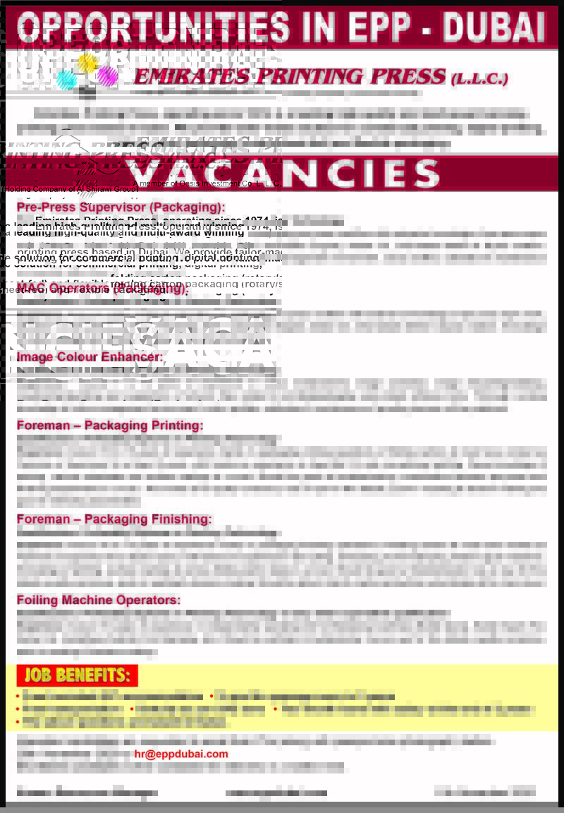 Emirates Printing Press, DUBAI (EPP) on LinkedIn: #jobvacancies # ... Emirates Printing Press, DUBAI (EPP) on LinkedIn: #jobvacancies # ...