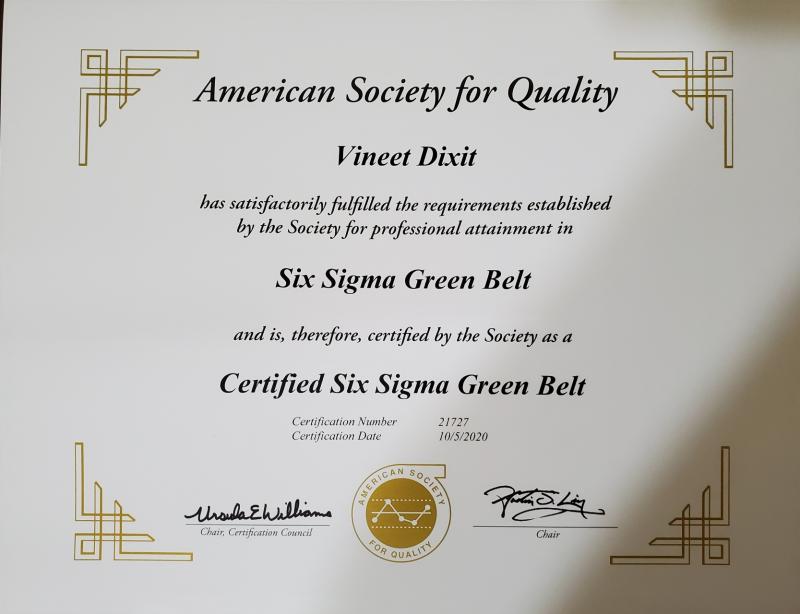 Vineet Dixit, CSSGB, CAPM on LinkedIn: #sixsigmagreenbelt #leansixsigma Vineet Dixit, CSSGB, CAPM on LinkedIn: #sixsigmagreenbelt #leansixsigma