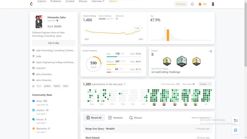 Himanshu Sahu on LinkedIn: #leetcode #consistency #problemsolving Himanshu Sahu on LinkedIn: #leetcode #consistency #problemsolving