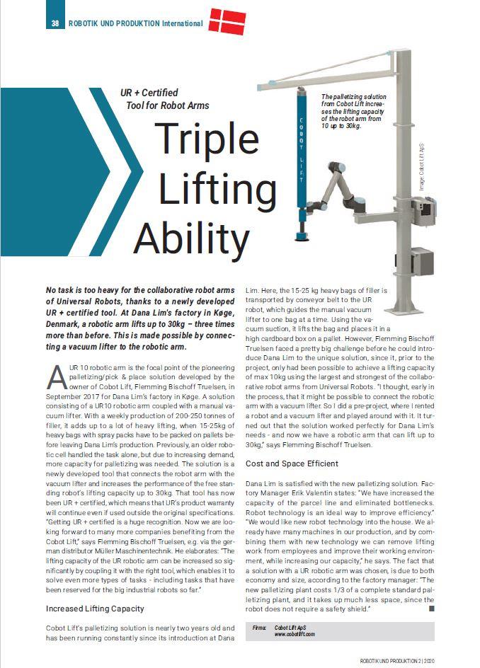Cobot Lift posted on LinkedIn Cobot Lift posted on LinkedIn