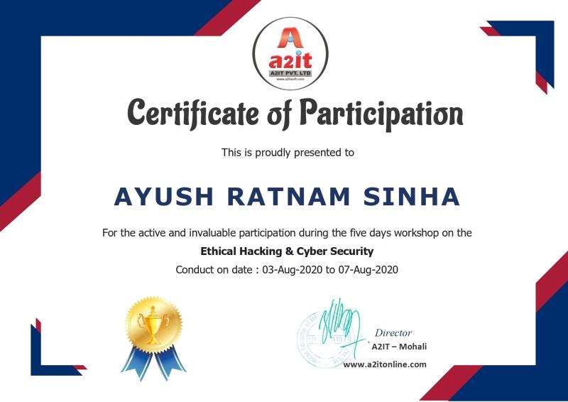 Ayush Ratnam Sinha on LinkedIn: #certificateofparticipation # ... Ayush Ratnam Sinha on LinkedIn: #certificateofparticipation # ...