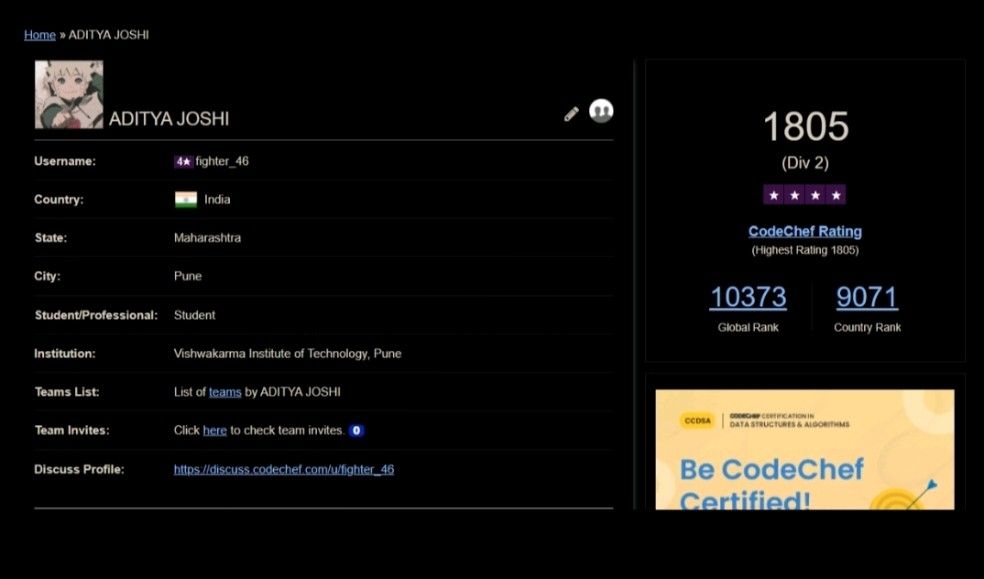 Aditya Joshi on LinkedIn: #codechef #share #competitiveprogramming # ... Aditya Joshi on LinkedIn: #codechef #share #competitiveprogramming # ...