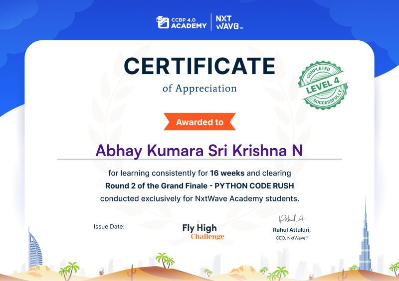 Abhay Nandiraju on LinkedIn: #ccbp #nxtwave #pythoncoding Abhay Nandiraju on LinkedIn: #ccbp #nxtwave #pythoncoding