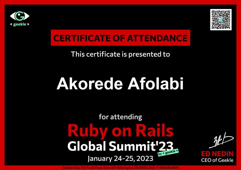 Afolabi Akorede on LinkedIn: #geekle #participate #rubyonrails #summit ... Afolabi Akorede on LinkedIn: #geekle #participate #rubyonrails #summit ...