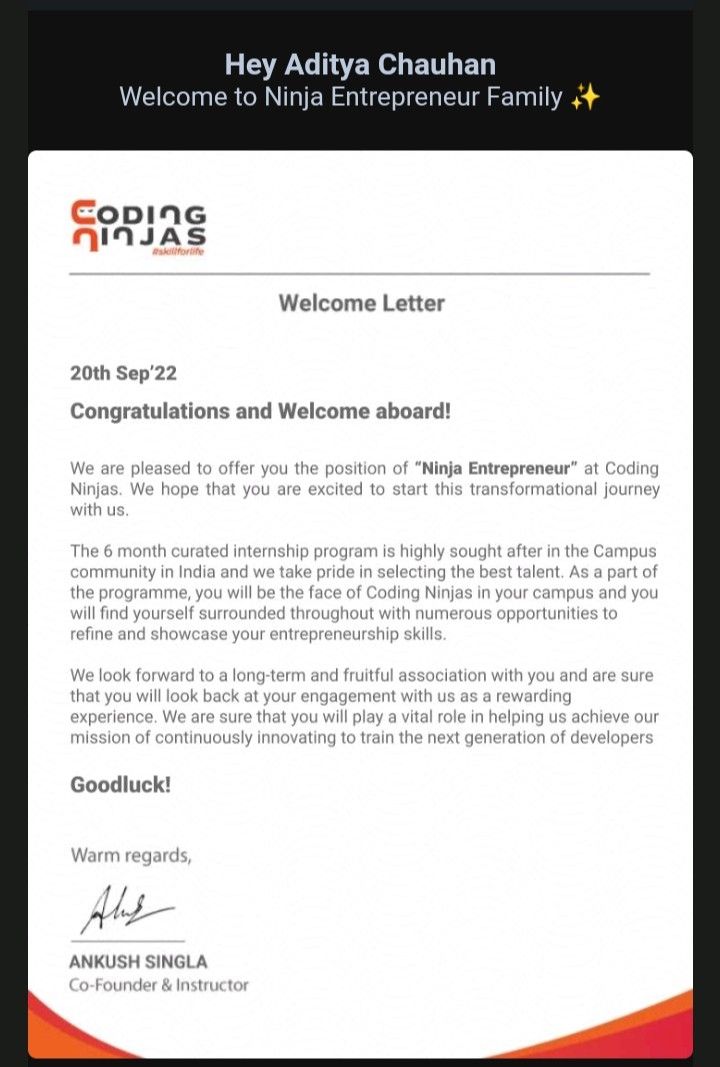 Aditya chauhan on LinkedIn: #codingninjas Aditya chauhan on LinkedIn: #codingninjas
