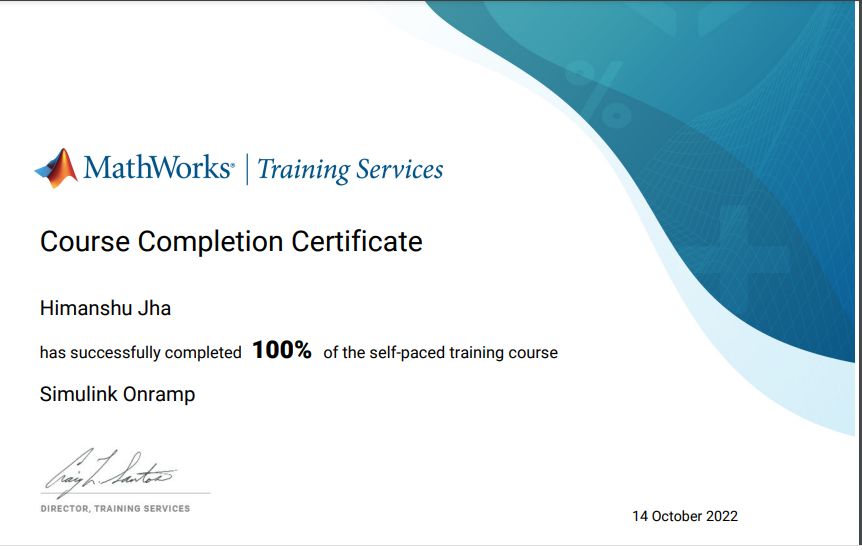 Himanshu jha on LinkedIn: completed MATLAB Simulink. Himanshu jha on LinkedIn: completed MATLAB Simulink.