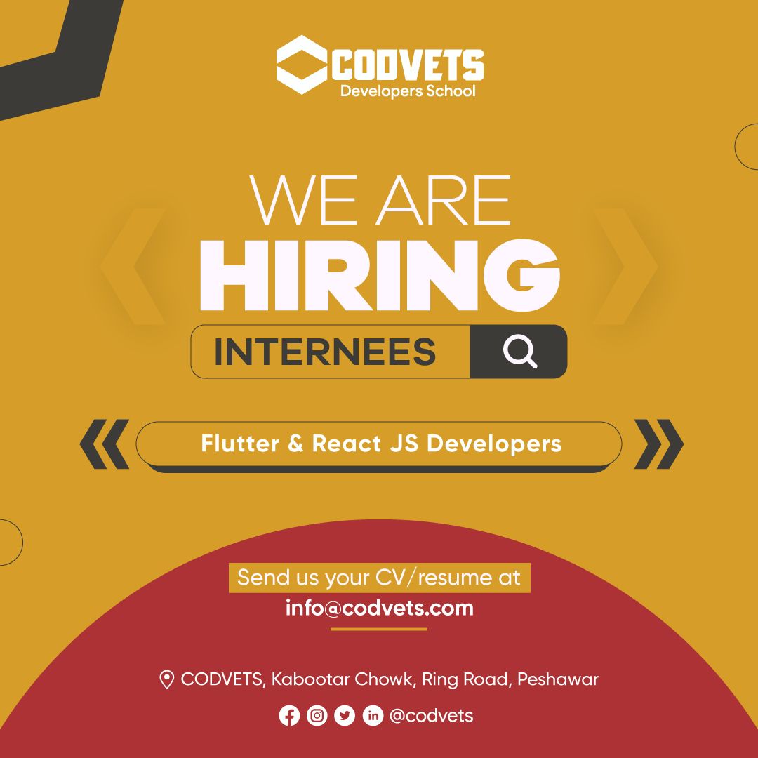 Codvets on LinkedIn: Codvets is Hiring! Codvets needs a Flutter intern ... Codvets on LinkedIn: Codvets is Hiring! Codvets needs a Flutter intern ...