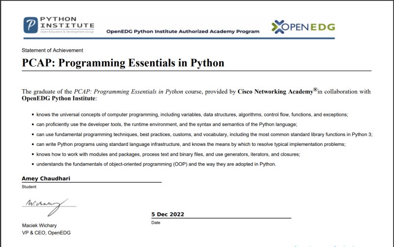 AMEY CHAUDHARI on LinkedIn: #python #programming #cisco AMEY CHAUDHARI on LinkedIn: #python #programming #cisco