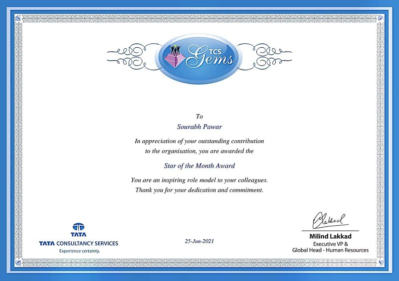 Sourabh Pawar on LinkedIn: #tcs #onetcs #starofthemonth # ... Sourabh Pawar on LinkedIn: #tcs #onetcs #starofthemonth # ...