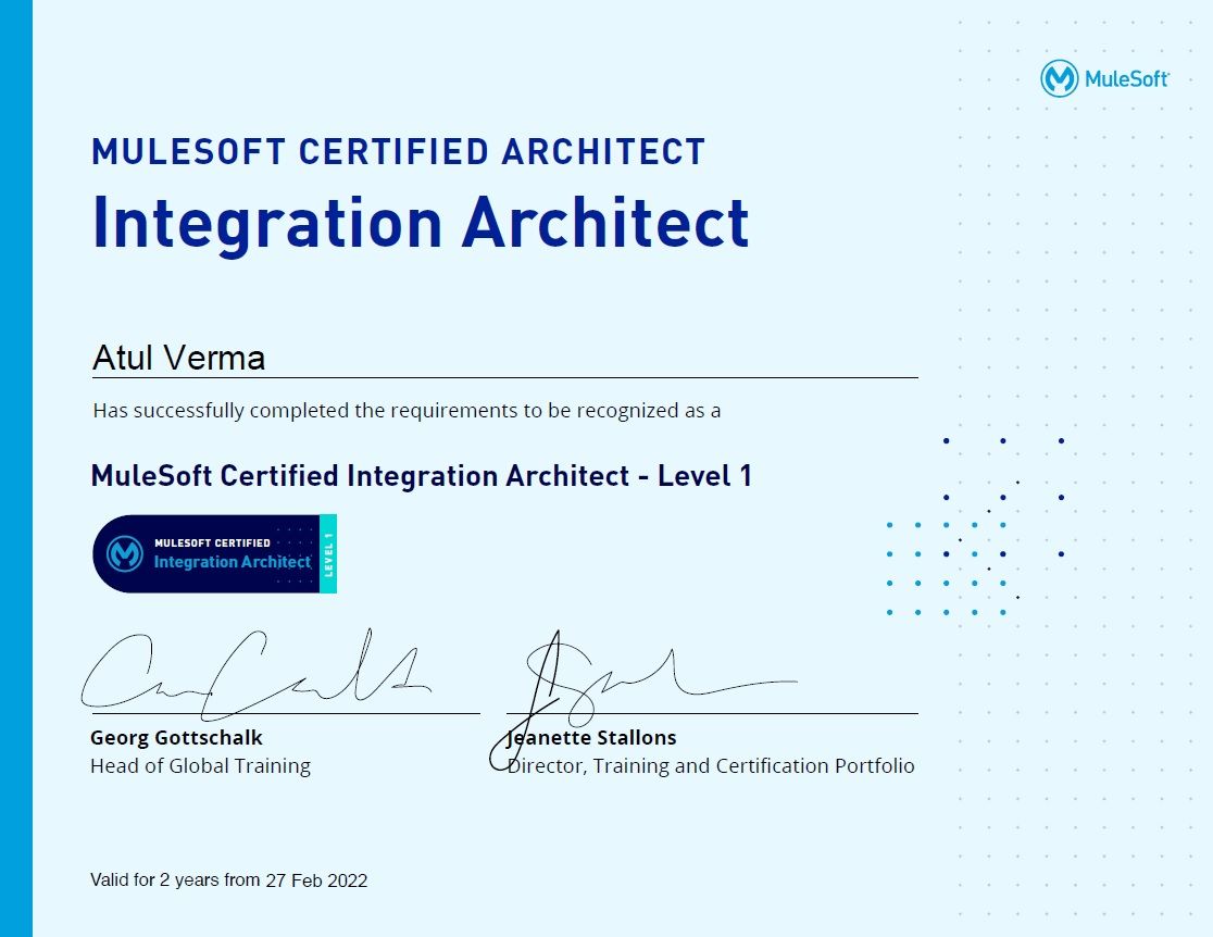 Atul Verma on LinkedIn: #mcia #mulesoftcertified #mulesoftarchitect # ... Atul Verma on LinkedIn: #mcia #mulesoftcertified #mulesoftarchitect # ...