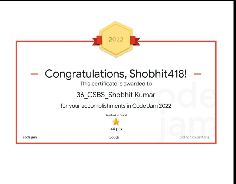 Shobhit Kumar on LinkedIn: #connections #codejam #coding Shobhit Kumar on LinkedIn: #connections #codejam #coding