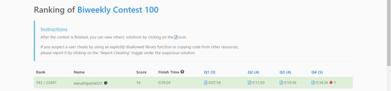 Ayush Gupta on LinkedIn: Finished LeetCode Biweekly Contest 100 with an ... Ayush Gupta on LinkedIn: Finished LeetCode Biweekly Contest 100 with an ...