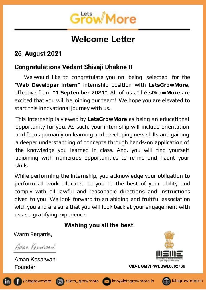 Vedant Dhakne on LinkedIn: #internship #opportunity #webdeveloper Vedant Dhakne on LinkedIn: #internship #opportunity #webdeveloper