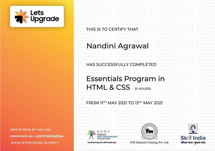 Nandini Agrawal on LinkedIn: #html #css #webdevelopment #letsupgrade Nandini Agrawal on LinkedIn: #html #css #webdevelopment #letsupgrade