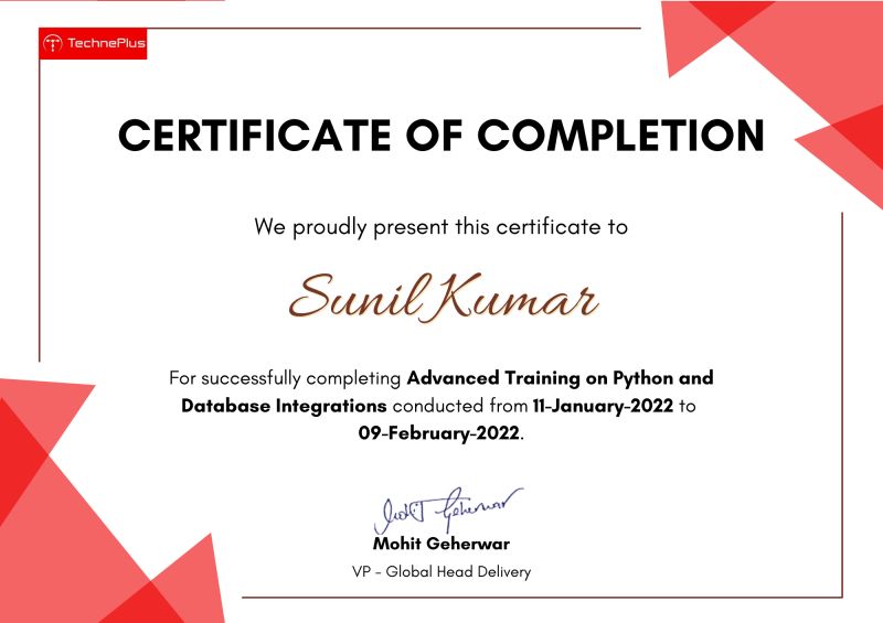 Sunil Kumar on LinkedIn: #python #training #techneplus #corporatetraining Sunil Kumar on LinkedIn: #python #training #techneplus #corporatetraining
