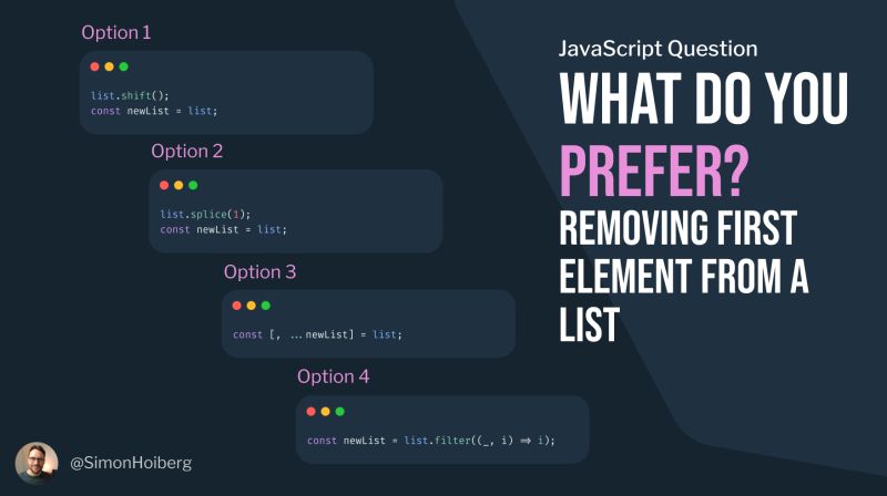 Simon Høiberg on LinkedIn: JavaScript Question Removing the first ... Simon Høiberg on LinkedIn: JavaScript Question Removing the first ...