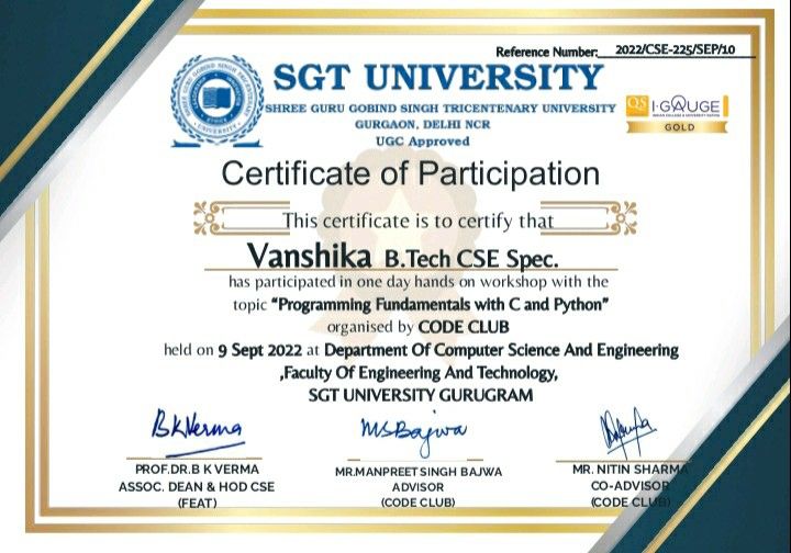 Vanshika Sharma on LinkedIn: #python #university #programming #c #workshop Vanshika Sharma on LinkedIn: #python #university #programming #c #workshop