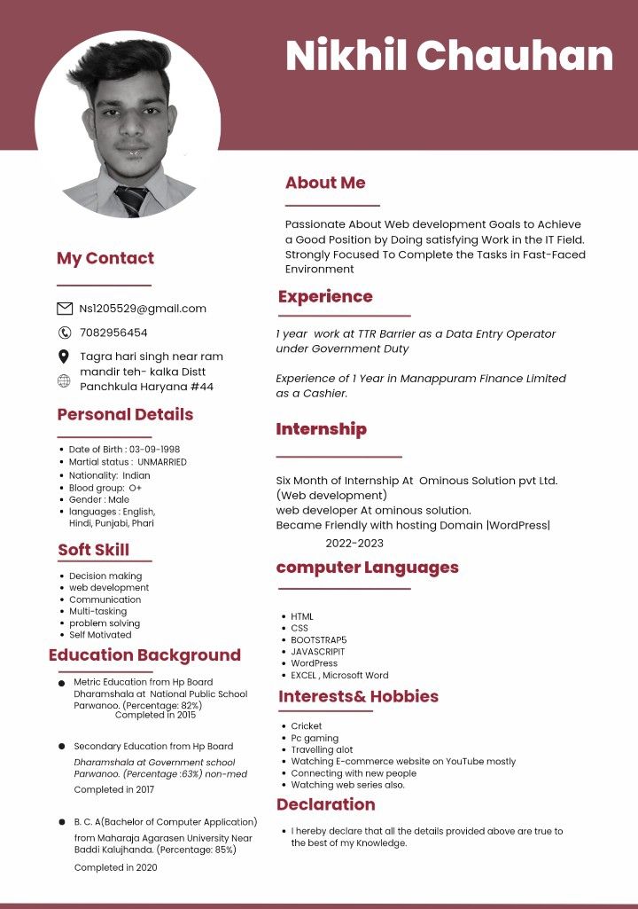 Nikhil Chauhan on LinkedIn: #javascript #resume #internship Nikhil Chauhan on LinkedIn: #javascript #resume #internship