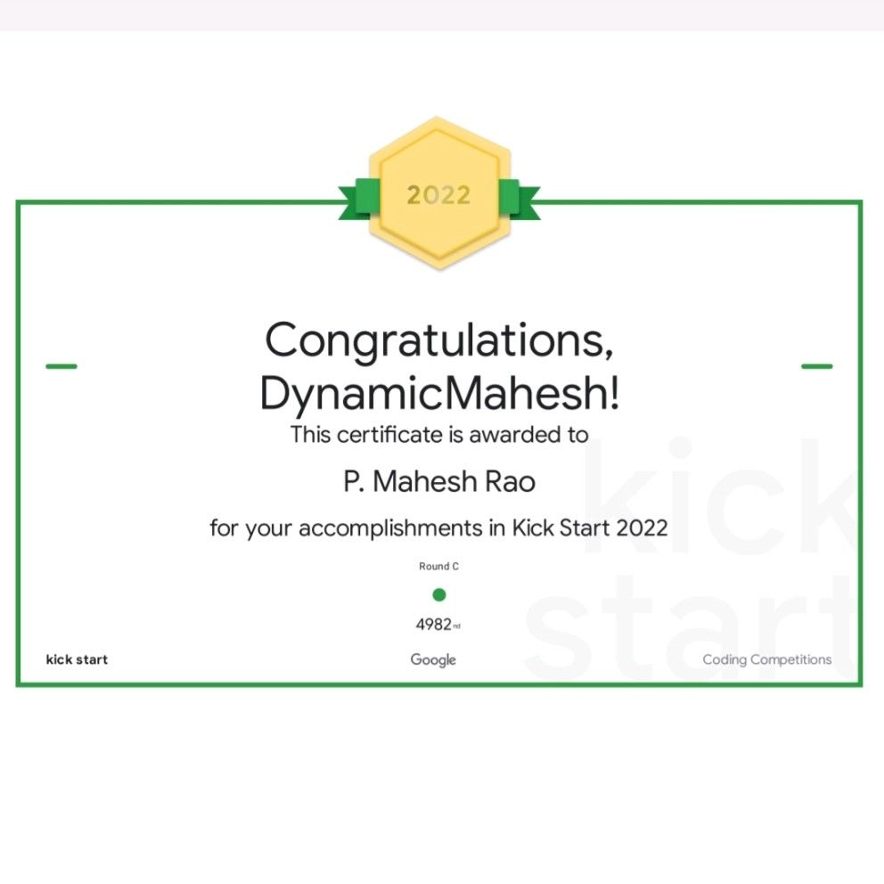 P. Mahesh Rao on LinkedIn: #google #india #competitiveprogramming # ... P. Mahesh Rao on LinkedIn: #google #india #competitiveprogramming # ...