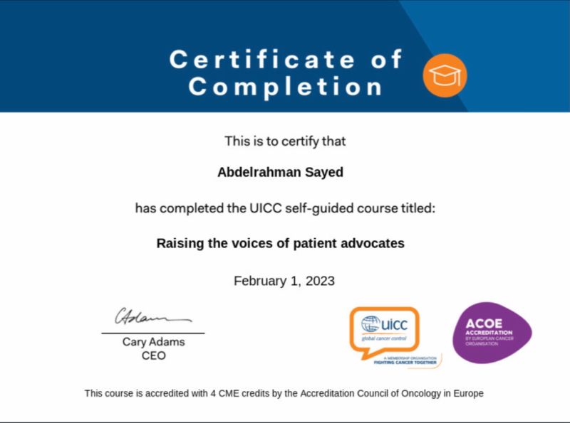 Abdelrahman Ahmed on LinkedIn: #uicc Abdelrahman Ahmed on LinkedIn: #uicc