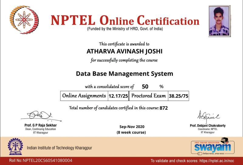 Atharva Joshi on LinkedIn: #database #india #management #certifications Atharva Joshi on LinkedIn: #database #india #management #certifications