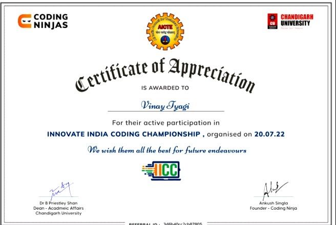 Vinay Tyagi on LinkedIn: #coding #codingninjas Vinay Tyagi on LinkedIn: #coding #codingninjas