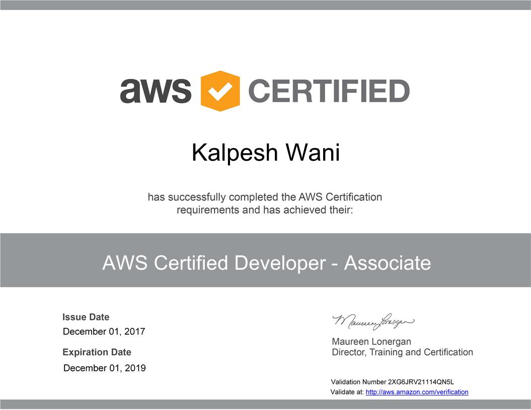 Kalpesh Wani on LinkedIn: Became AWS Certified Developer - Associate ... Kalpesh Wani on LinkedIn: Became AWS Certified Developer - Associate ...
