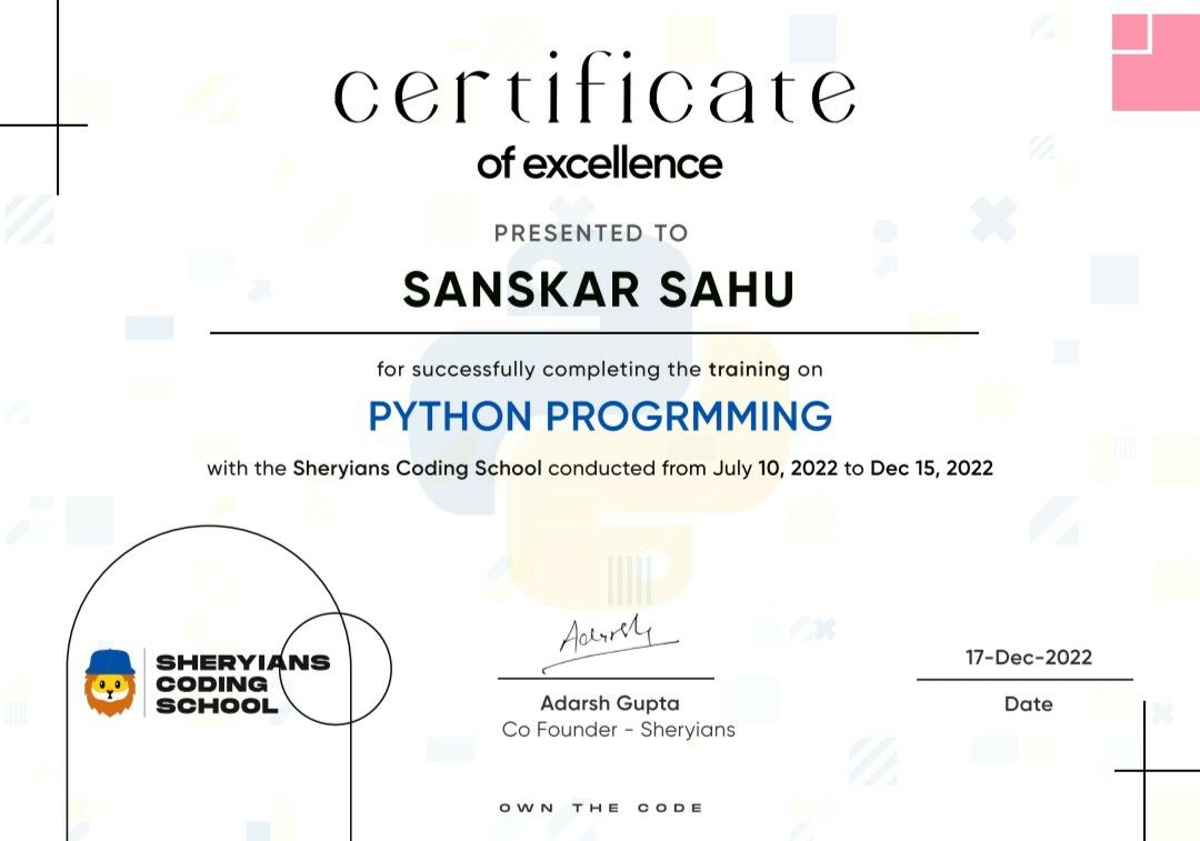 Sanskar Sahu on LinkedIn: #python #pythonprogramming #pythondeveloper # ... Sanskar Sahu on LinkedIn: #python #pythonprogramming #pythondeveloper # ...