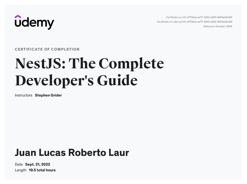 Juan Lucas L. on LinkedIn: #udemy #nestjs #nodejs #typescript #javascript Juan Lucas L. on LinkedIn: #udemy #nestjs #nodejs #typescript #javascript