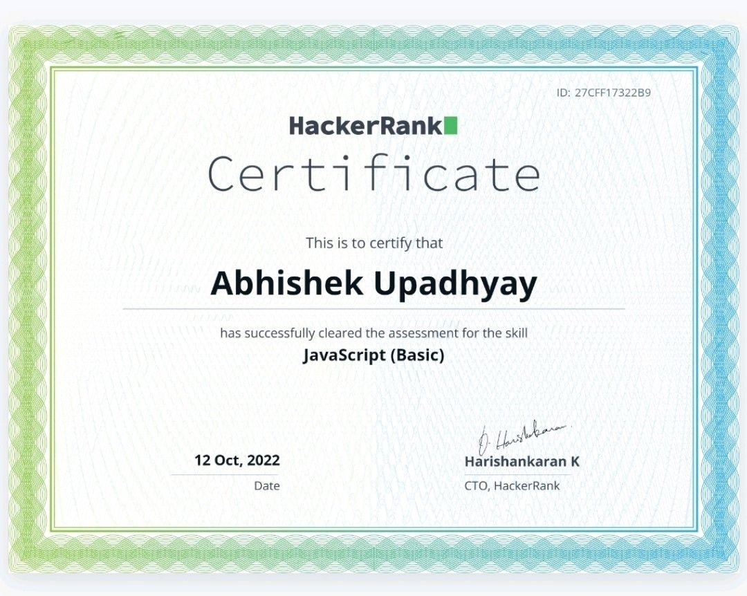 Abhishek Upadhyay on LinkedIn: #hackerrank Abhishek Upadhyay on LinkedIn: #hackerrank