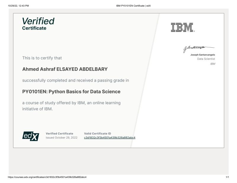 Ahmed Abdelbary on LinkedIn: #python #pythonlearning #edx #ibm # ... Ahmed Abdelbary on LinkedIn: #python #pythonlearning #edx #ibm # ...