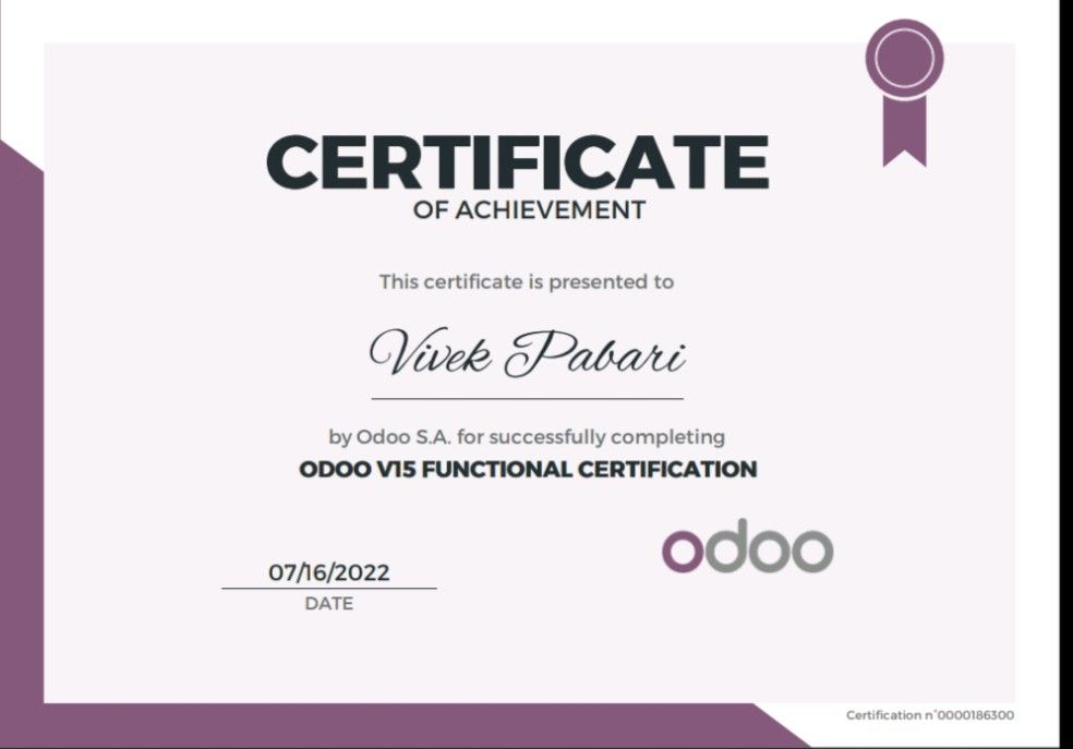 vivek pabari on LinkedIn: Proud to announce that I've completed Odoo ... vivek pabari on LinkedIn: Proud to announce that I've completed Odoo ...