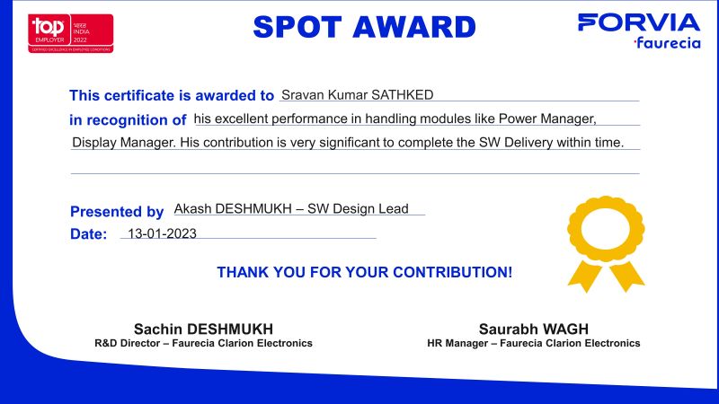 sravan kumar sathked on LinkedIn: #thankyou #forvia sravan kumar sathked on LinkedIn: #thankyou #forvia