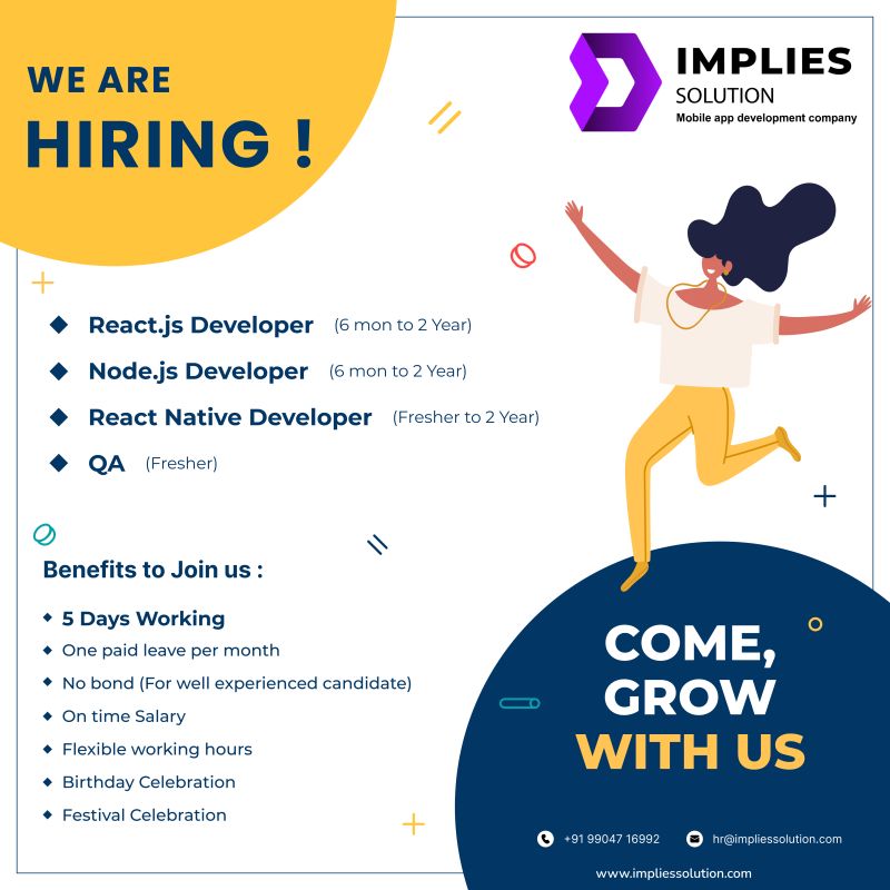 Implies Solution on LinkedIn: #implies #hiring #nodejs #reactjs # ... Implies Solution on LinkedIn: #implies #hiring #nodejs #reactjs # ...