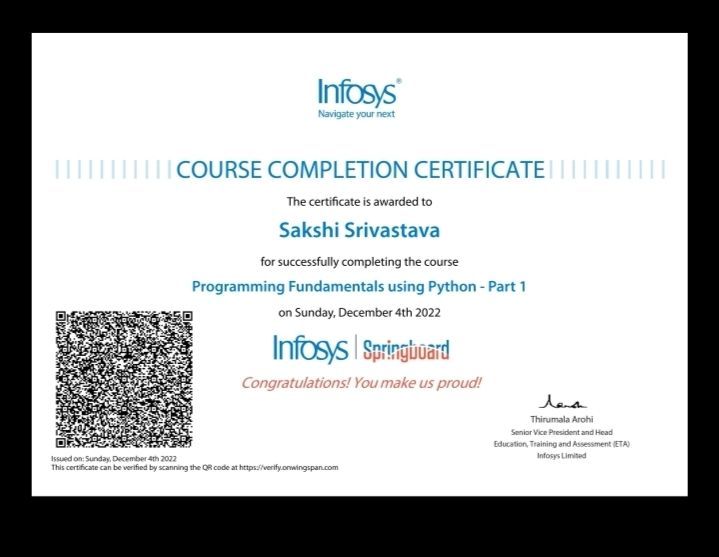 Sakshi Srivastava on LinkedIn: #infosysspringboard #infosys # ... Sakshi Srivastava on LinkedIn: #infosysspringboard #infosys # ...