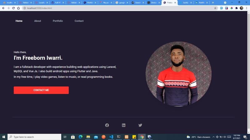 Freeborn Iwarri on LinkedIn: #portfoliowebsite #website #tailwindcss Freeborn Iwarri on LinkedIn: #portfoliowebsite #website #tailwindcss