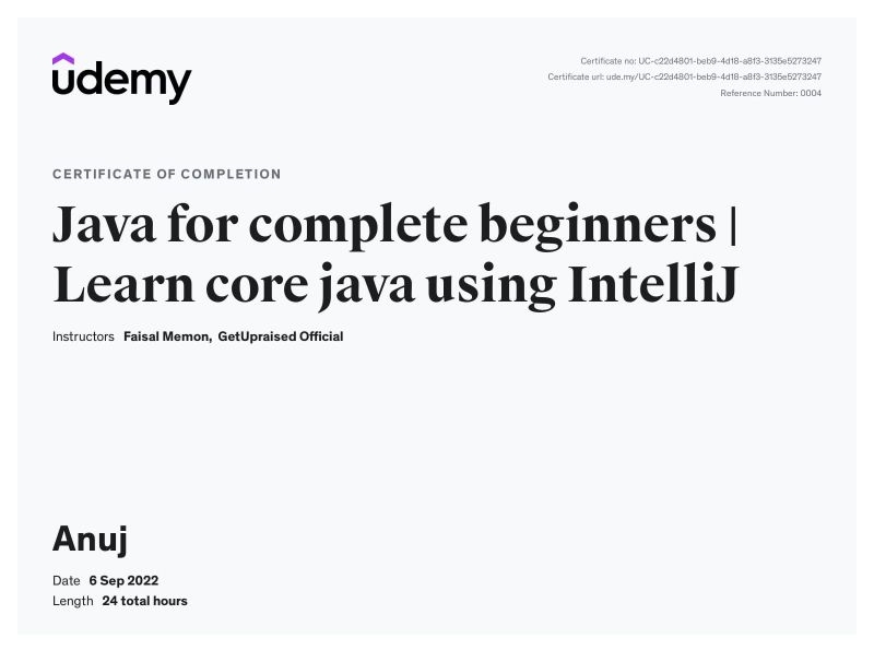 Anuj Dubey on LinkedIn: #udemycourse #programming #java #learning #coding Anuj Dubey on LinkedIn: #udemycourse #programming #java #learning #coding