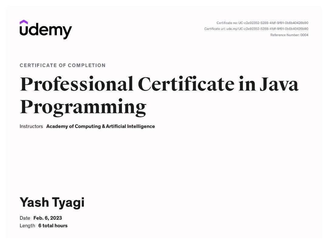 Yash Tyagi on LinkedIn: #javaprogramming #udemy #learning # ... Yash Tyagi on LinkedIn: #javaprogramming #udemy #learning # ...