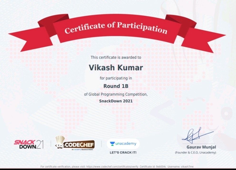 Vikash Kumar on LinkedIn: #codechef Vikash Kumar on LinkedIn: #codechef