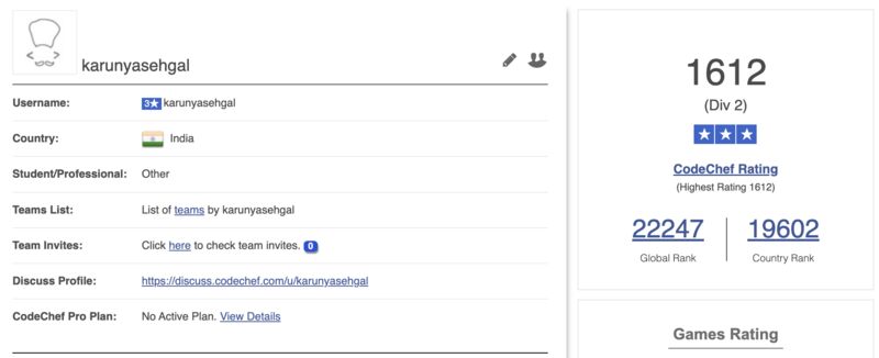 Karunya Sehgal on LinkedIn: #codechef Karunya Sehgal on LinkedIn: #codechef