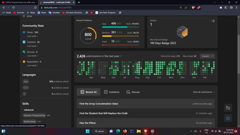 Rahul sati on LinkedIn: Completed 800 questions on leetcode Rahul sati on LinkedIn: Completed 800 questions on leetcode