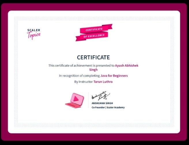 Ayush Abhishek Singh Rajput on LinkedIn: Java by Scaler https://lnkd.in ... Ayush Abhishek Singh Rajput on LinkedIn: Java by Scaler https://lnkd.in ...