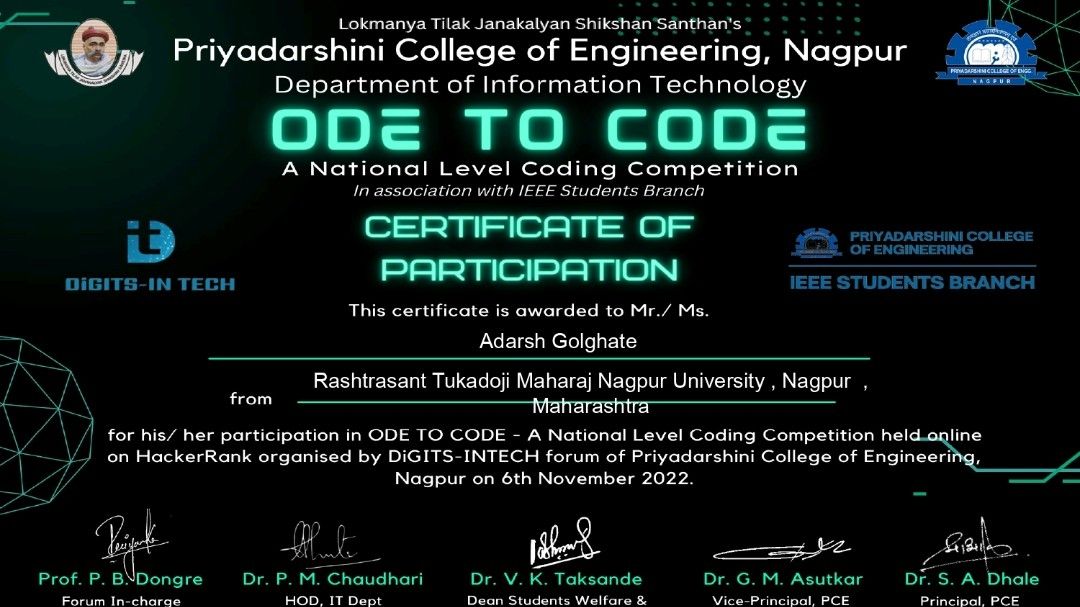 Adarsh Golghate on LinkedIn: Participated in a coding competition at ... Adarsh Golghate on LinkedIn: Participated in a coding competition at ...