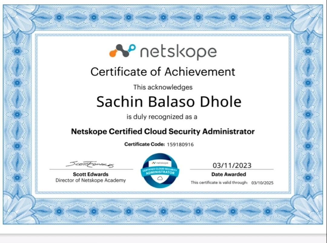Sachin Dhole on LinkedIn: #nsco #netskope Sachin Dhole on LinkedIn: #nsco #netskope