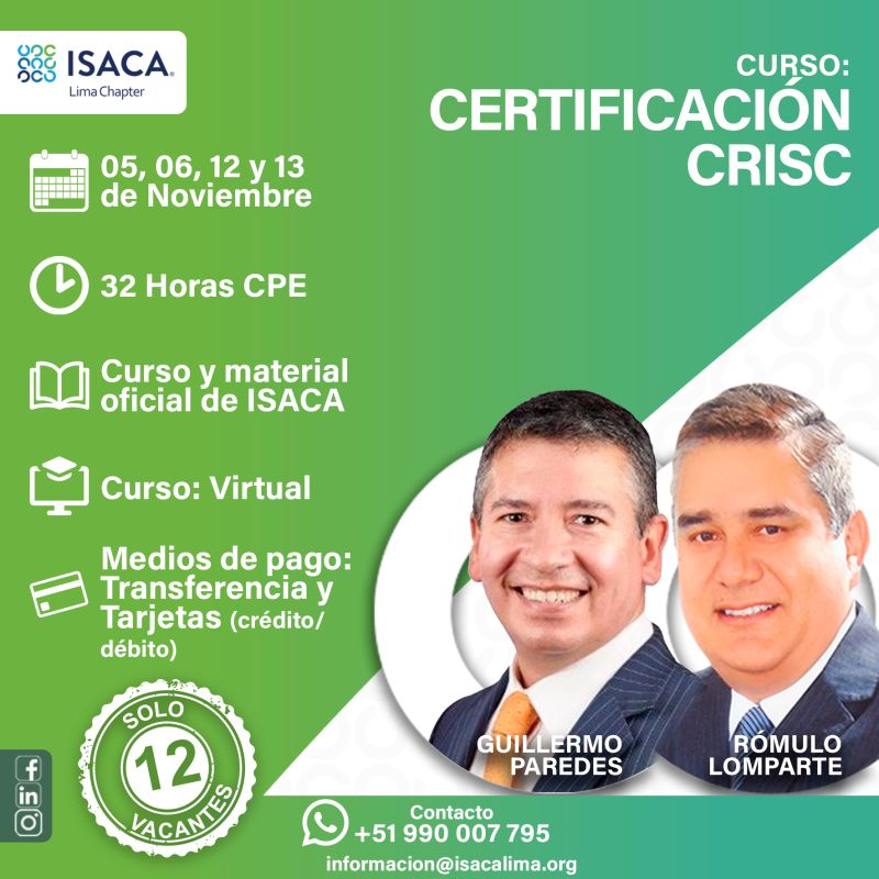 ISACA Lima Chapter 146 en LinkedIn: #crisc #ciberseguridad # ... ISACA Lima Chapter 146 en LinkedIn: #crisc #ciberseguridad # ...