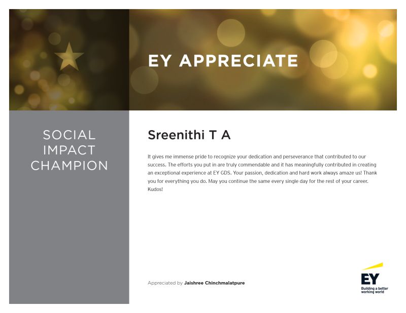 Sreenithi T A on LinkedIn: #thankyou #eyappreciate | 11 comments Sreenithi T A on LinkedIn: #thankyou #eyappreciate | 11 comments
