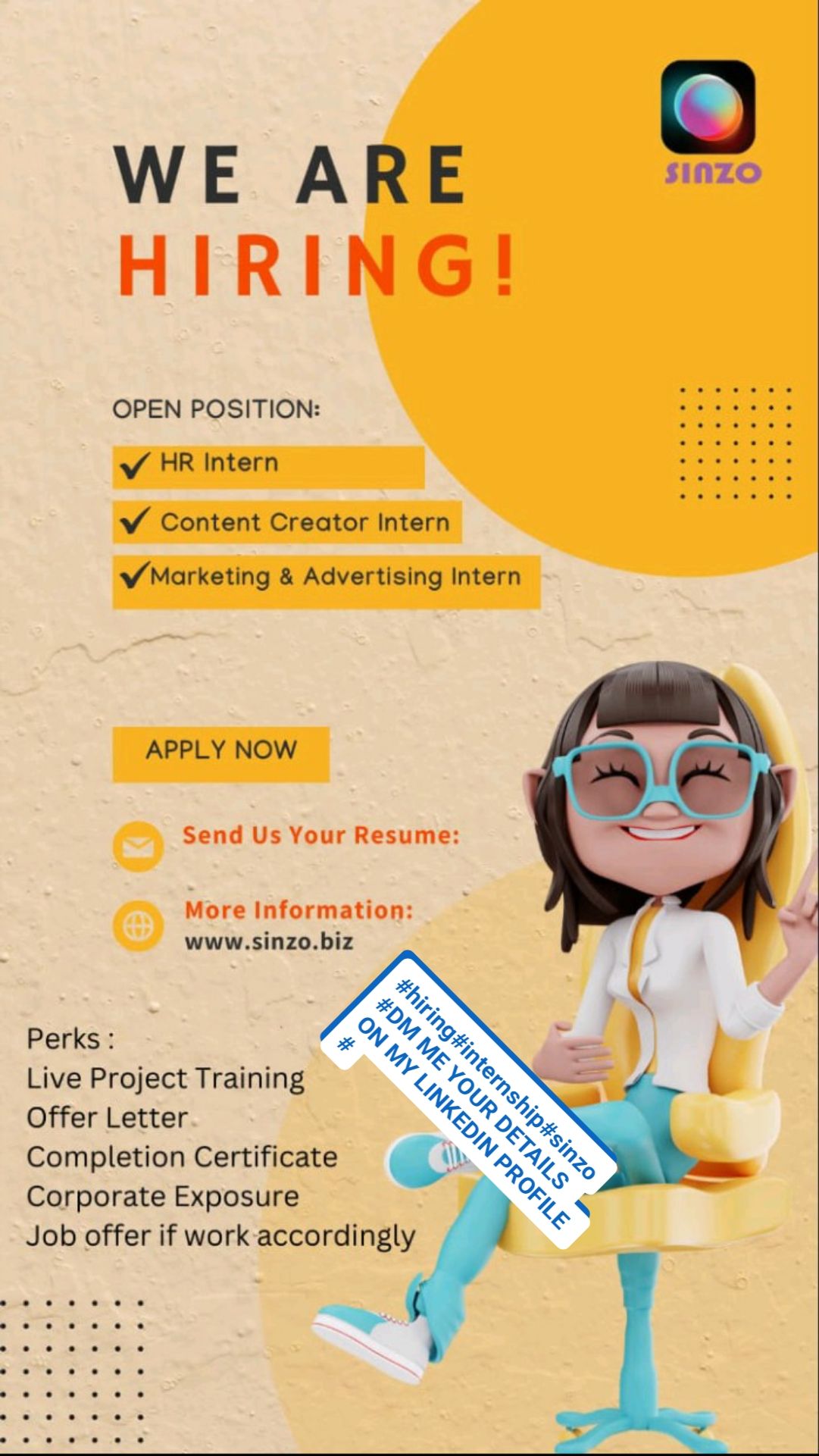 simran kaur on LinkedIn: # hiring # internship at Sinzo simran kaur on LinkedIn: # hiring # internship at Sinzo