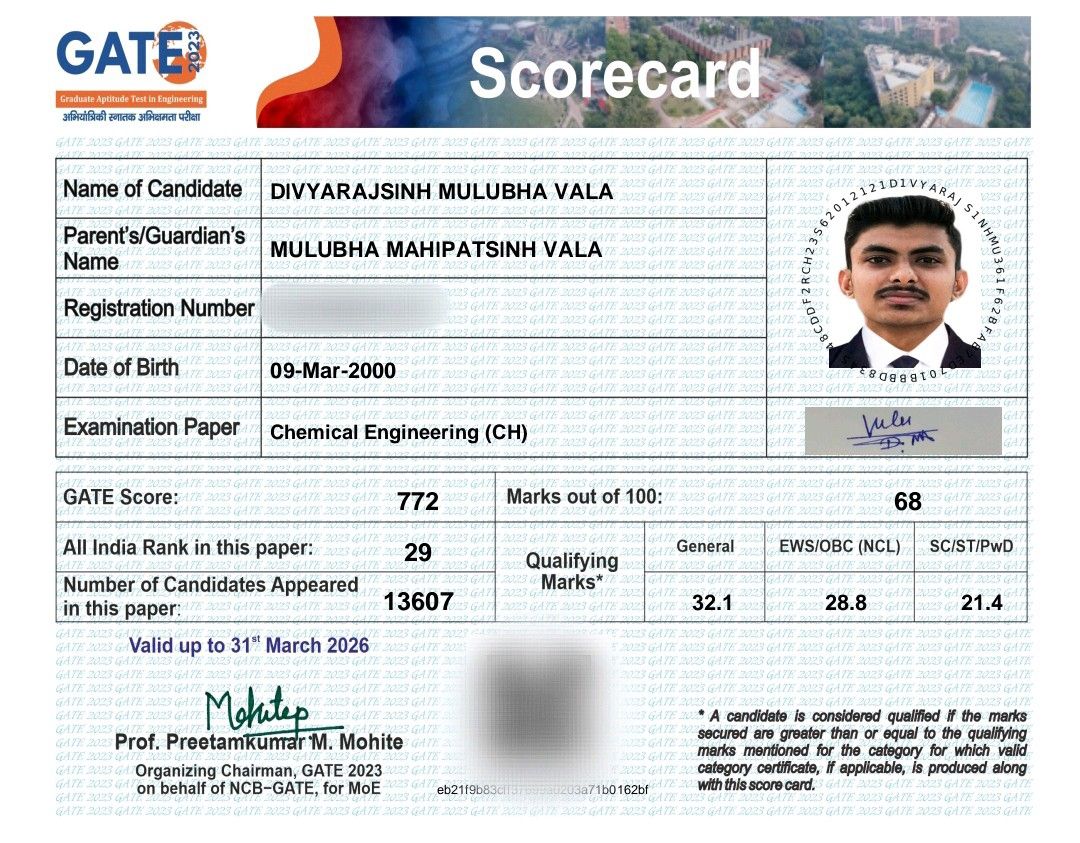 Divyarajsinh Vala on LinkedIn: #chemicalengineering #gate2023 | 126 ... Divyarajsinh Vala on LinkedIn: #chemicalengineering #gate2023 | 126 ...