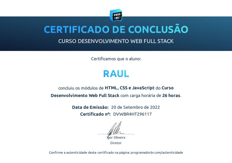 Raul Delfino on LinkedIn: Acabo de receber um novo certificado de HTML ... Raul Delfino on LinkedIn: Acabo de receber um novo certificado de HTML ...